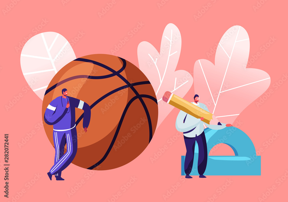 Gym Teacher in Sports Suit Holding Whistle Stand at Baseball Ball ...