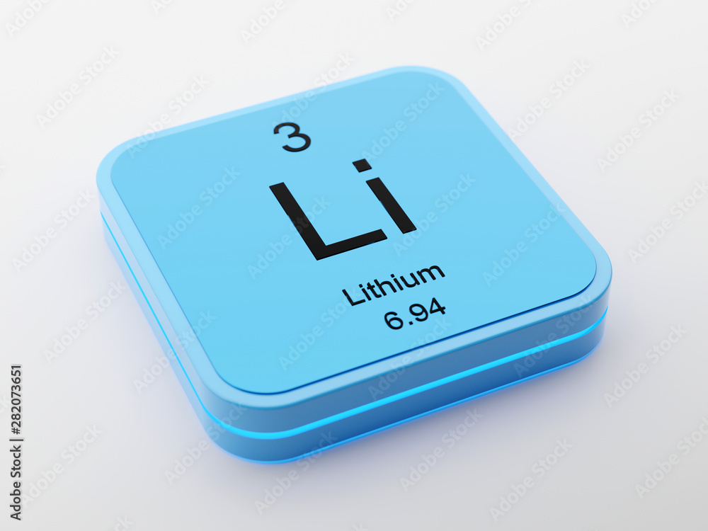 Lithium periodic table element symbol on blue modern futuristic icon ...