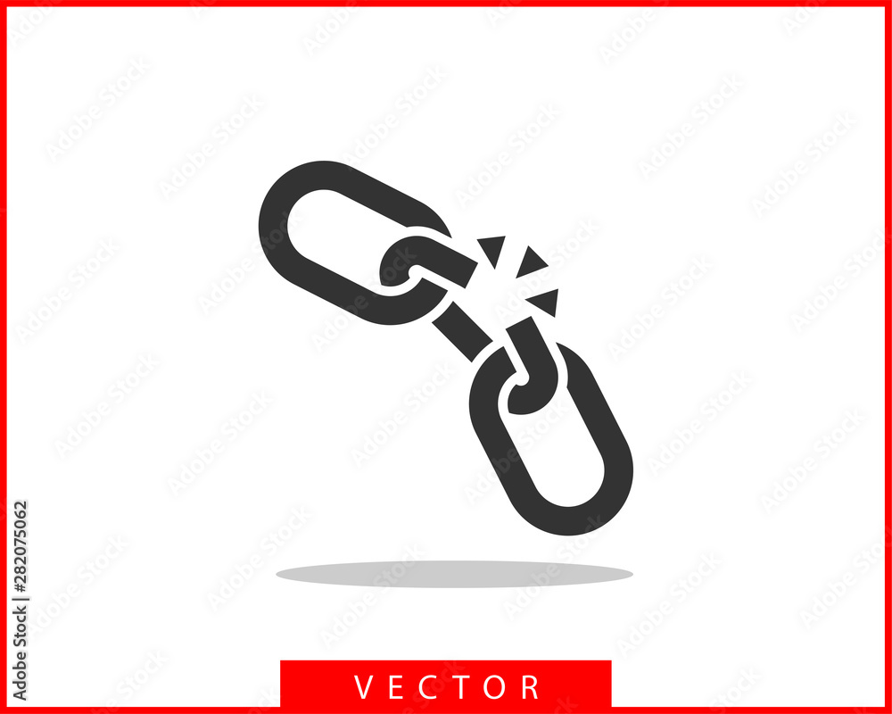 Broken chain link icon vector. Concept demage connection or join in ...