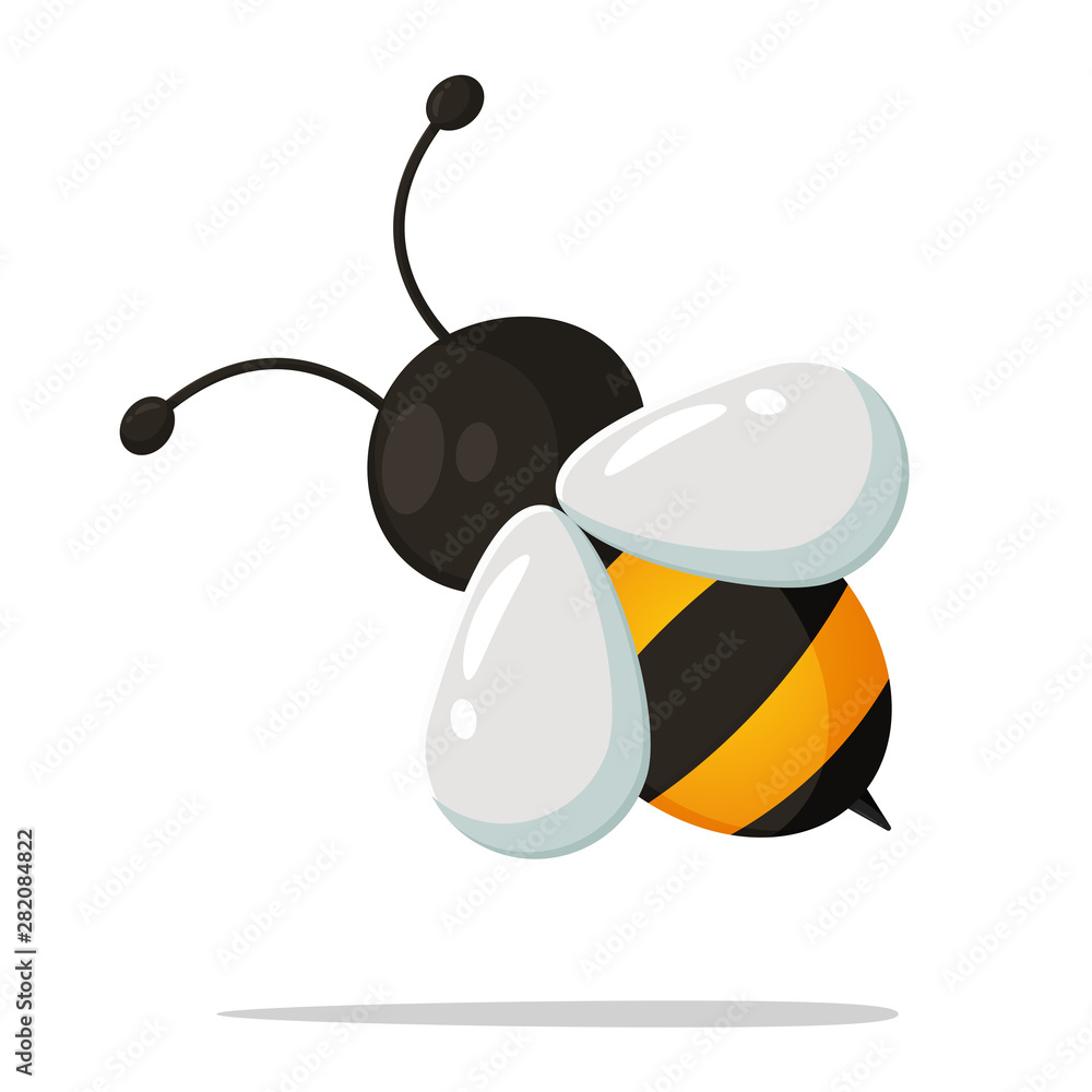 Cute little bee cartoon that looks simple. vector Illustration. Stock ...