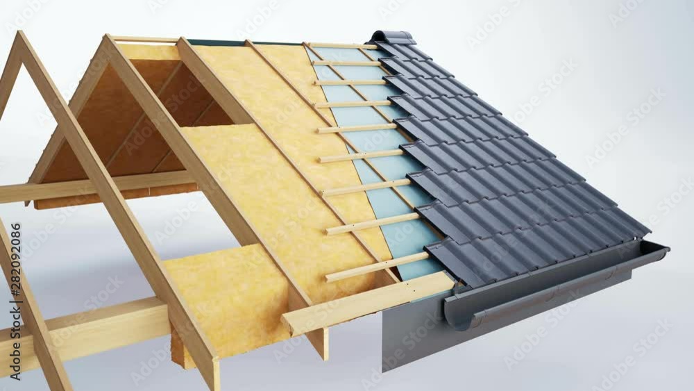 Technical cutaway of roof construction, constructive and technological ...