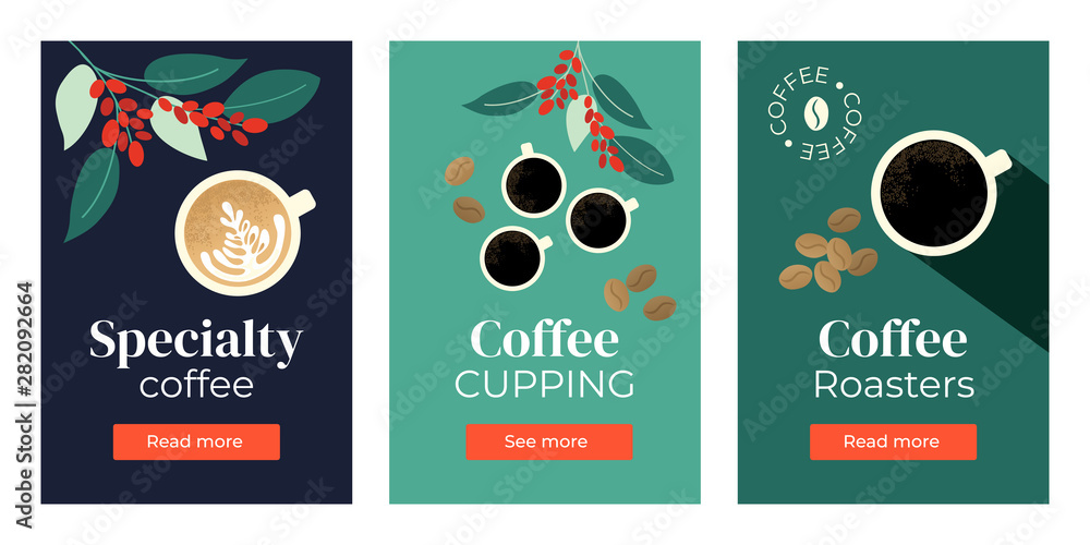 Poster Vector illustrations of Specialty coffee, cupping, roasters ...