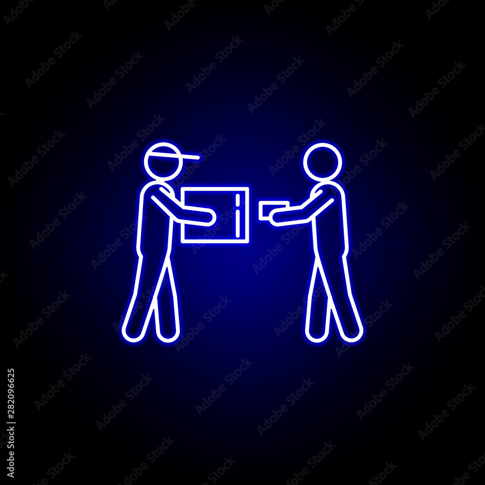 courier parcel purchase line icon in blue neon style. Set of logistics ...