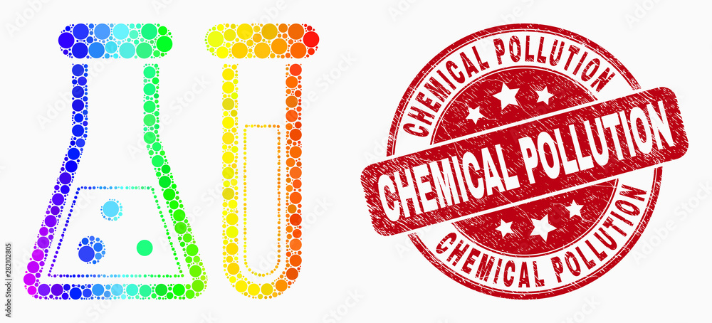 Pixelated bright spectral chemical glassware mosaic icon and Chemical ...