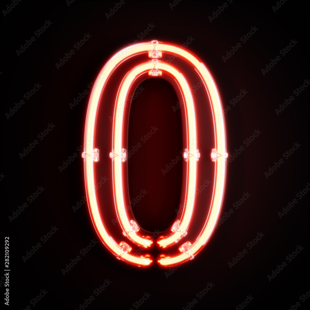 Neon light digit alphabet character 0 font Stock Illustration | Adobe Stock