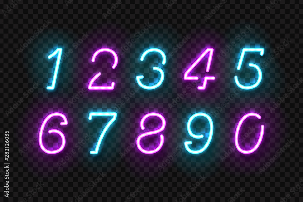 Vecteur Stock Vector set of realistic isolated neon sign of Numbers ...