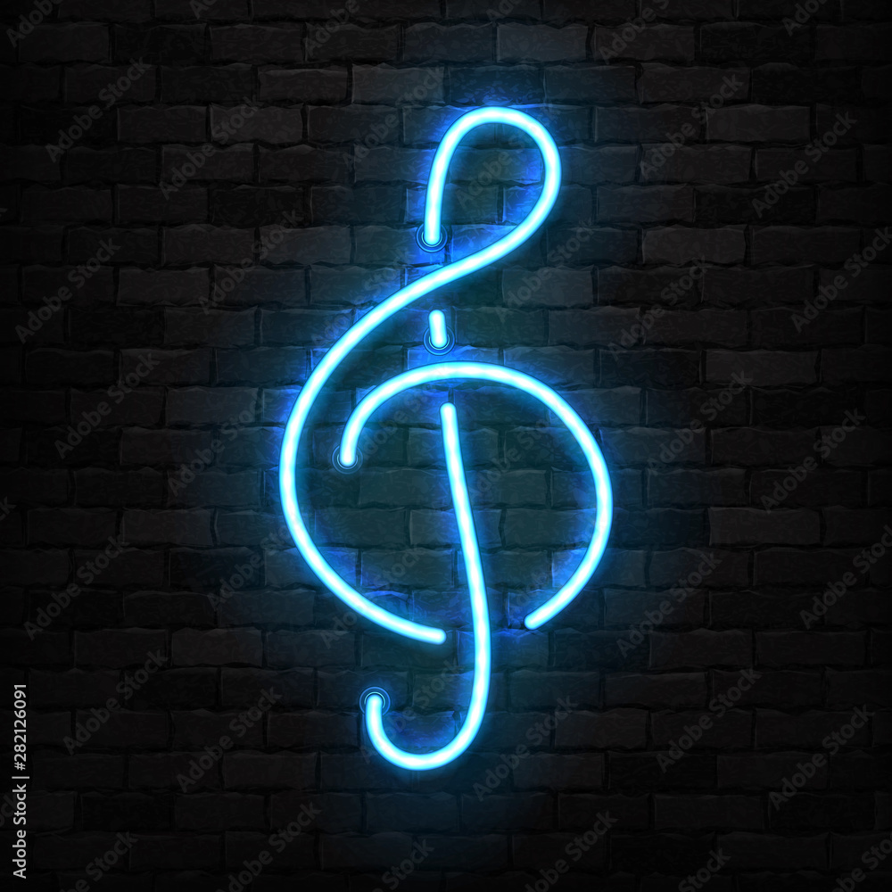 Vector realistic isolated neon sign of Treble Clef logo for template ...