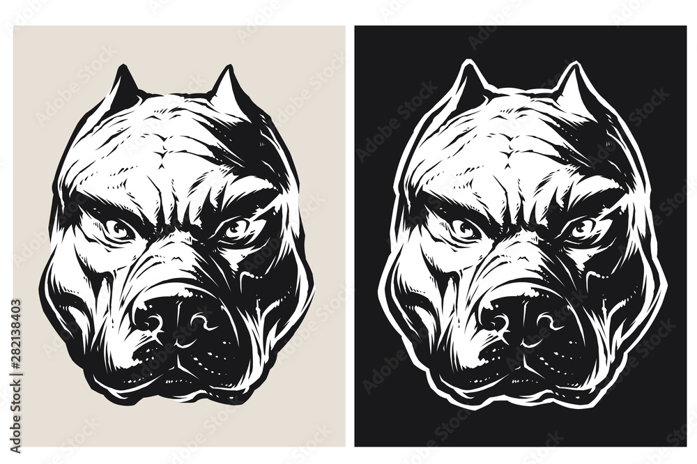 Vector Pit bull Head Stock Vector | Adobe Stock
