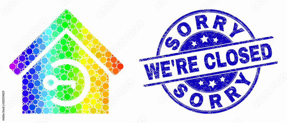 Dot spectral home keyhole mosaic pictogram and Sorry We'Re Closed ...
