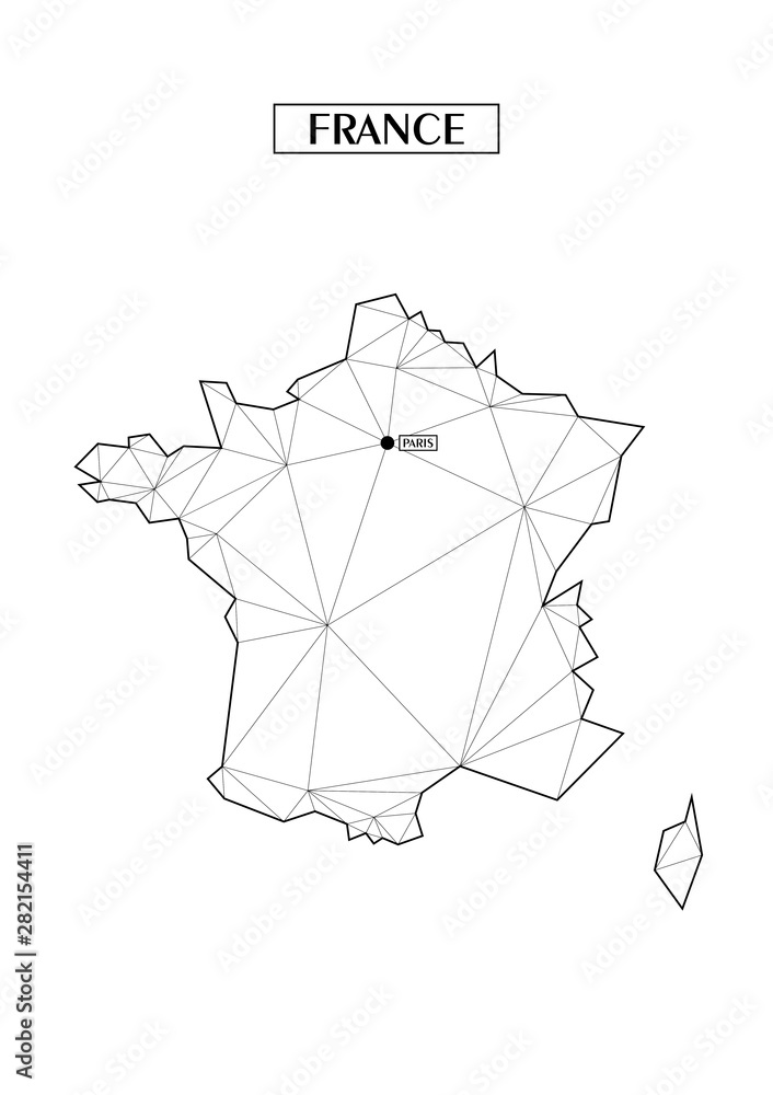 Polygonal abstract map of France with connected triangular shapes ...