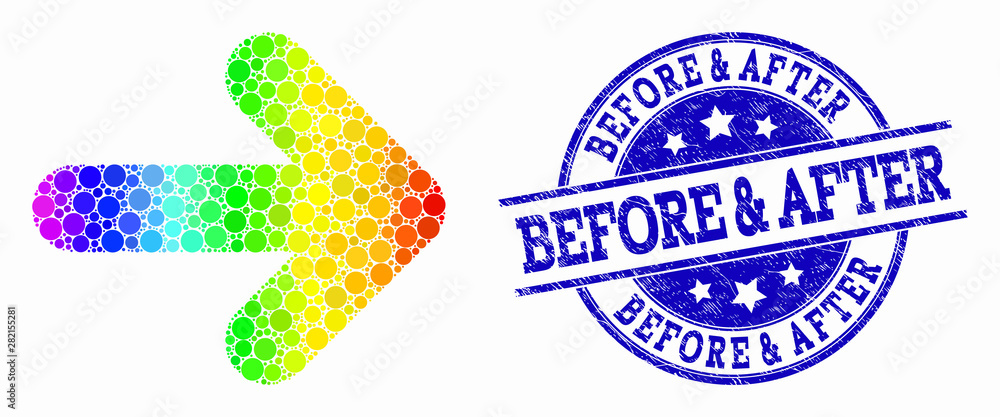 Pixel spectral right direction arrow mosaic pictogram and Before ...
