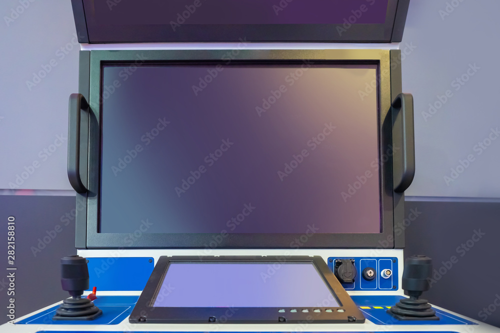 Large monitors in the workplace. Supervisory console. Monitoring of the ...