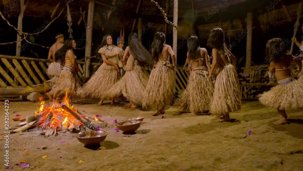 Aboriginal Culture And Art Show Indigenous Performing Dance Around Fire ...