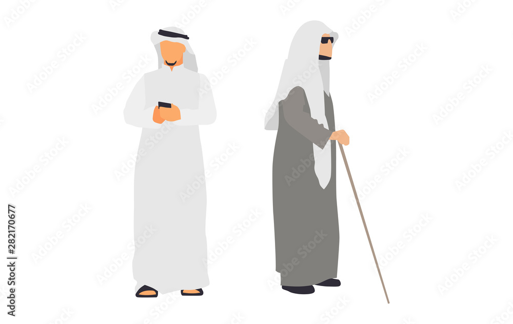 Arab people isolated characters. Flat illustration set - Vector Stock ...