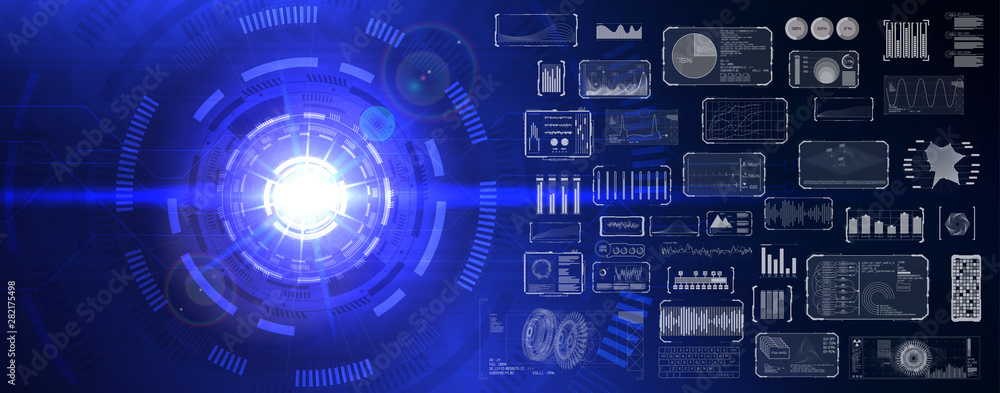 Sci-Fi elements set. Futuristic User Interface - FUI with Digital ...