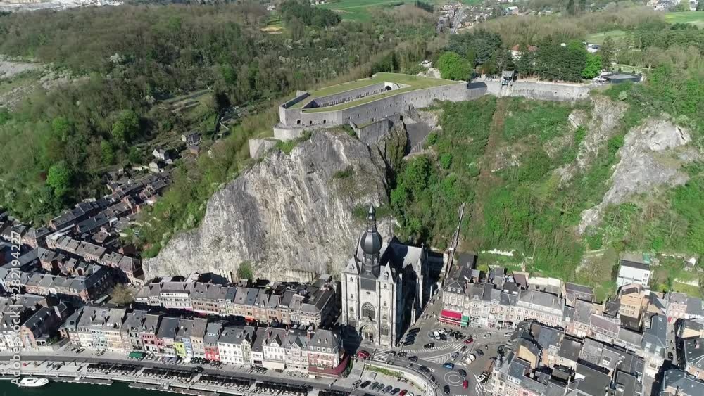 Aerial view of Dinant a Walloon city and municipality located on the ...