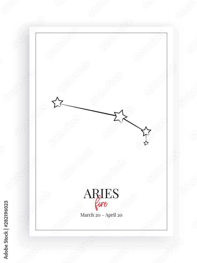 Zodiac Aries Sign Stars, symbol Aries sign, minimalist poster design ...