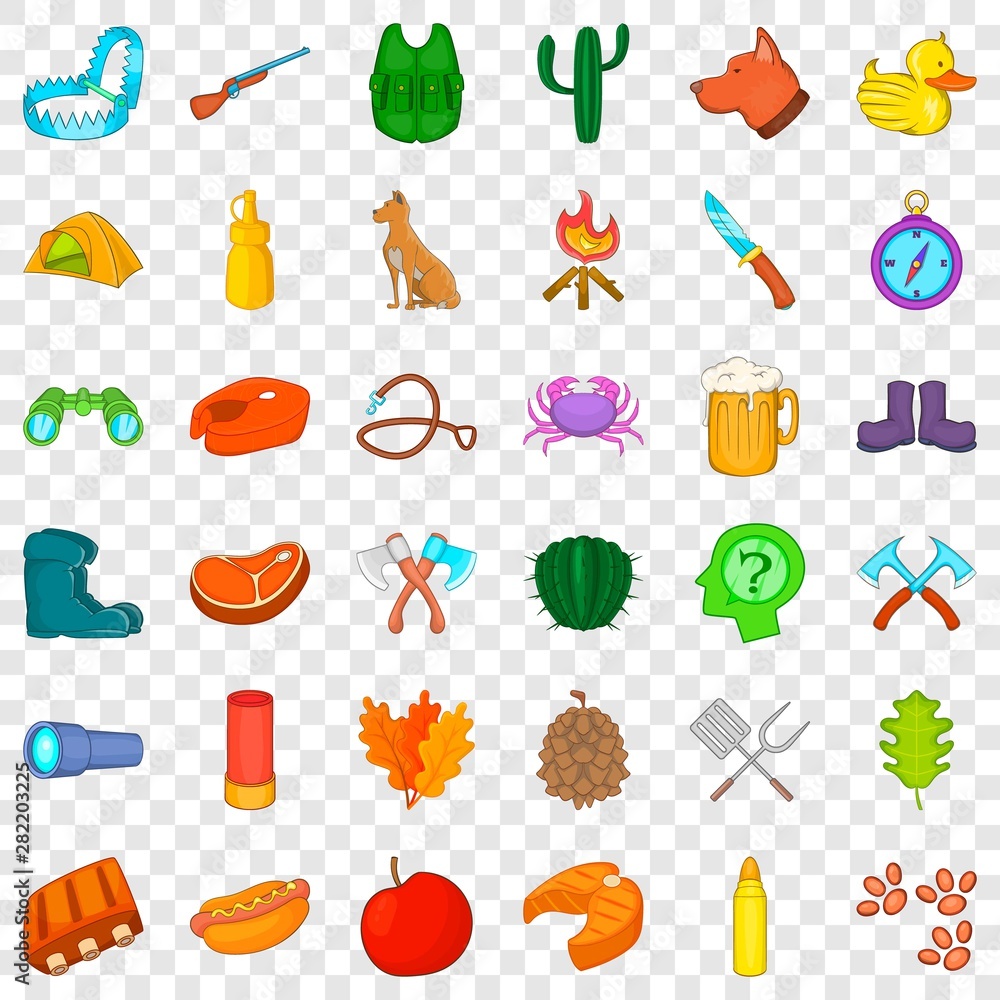 Hunter icons set. Cartoon style of 36 hunter vector icons for web for ...