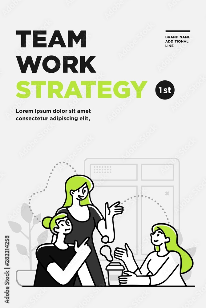 Poster, flyer or banner design template.Business concept illustrations ...