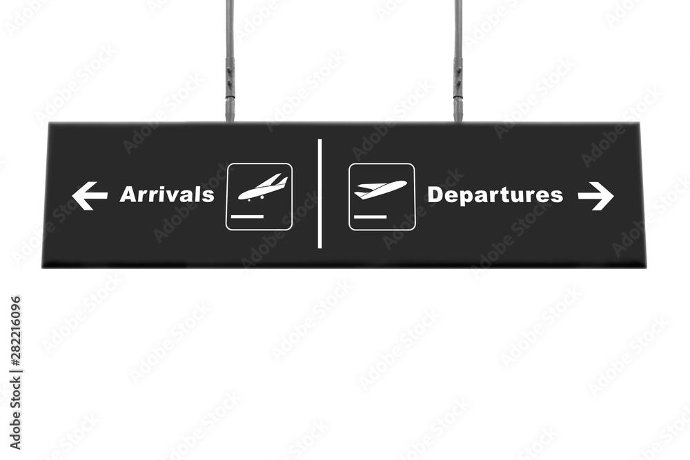 airport departure arrivals sign isolated on white background front view ...