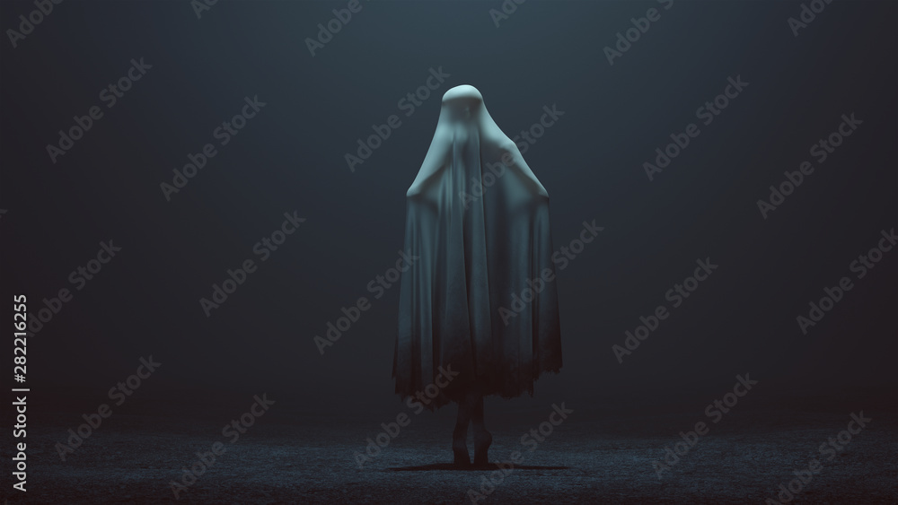 Standing Evil Spirit Ghost with Hands on Hips in a Death Shroud in a ...