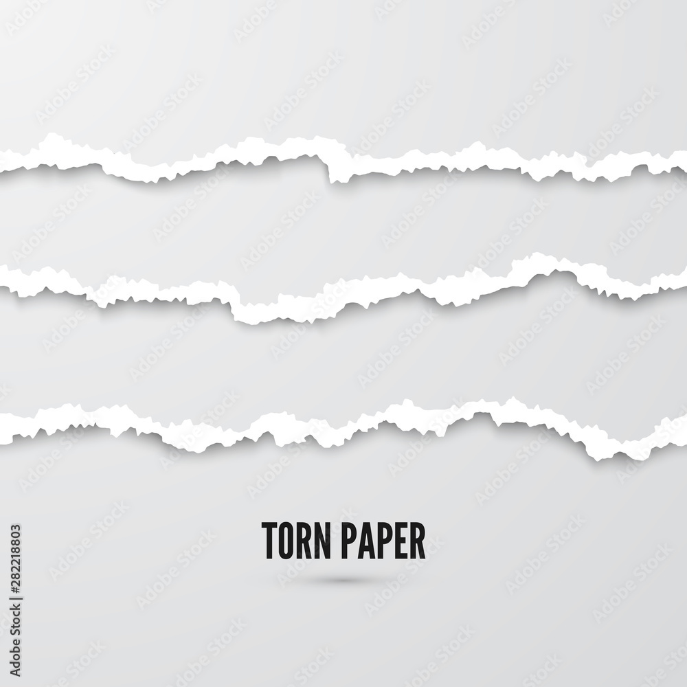 Set of horizontal seamless torn paper stripes with shadow. Paper ...