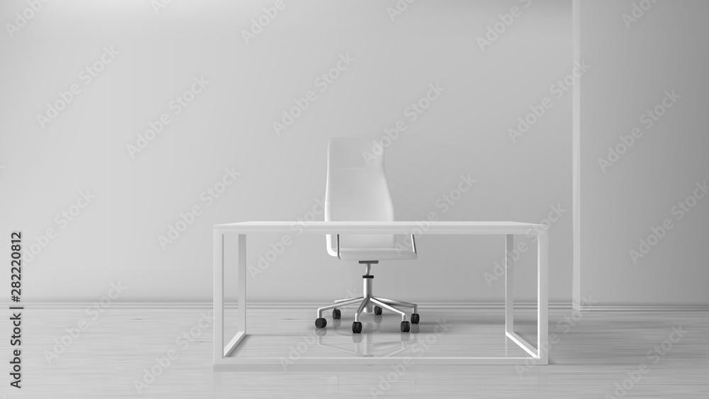 Empty office room interior, medical cabinet, workplace with desk and ...