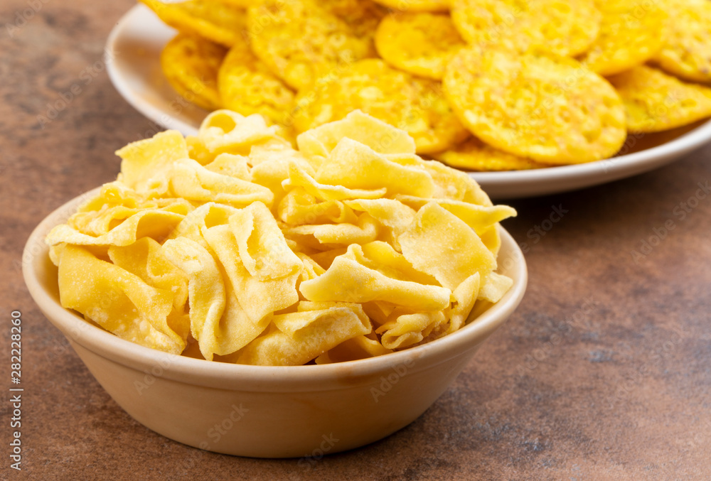 Indian Street Snack Food Masala Khari Papdi with Besan Papdi Stock ...