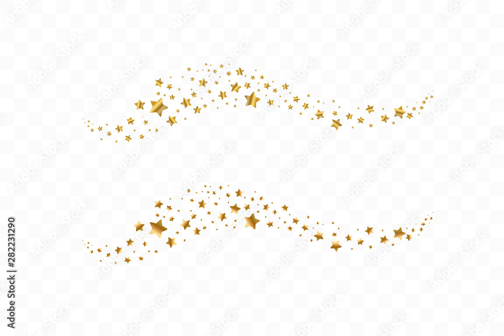Falling golden stars. Cloud of golden stars isolated on transparent ...