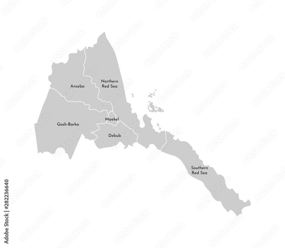 Vector Isolated Illustration Of Simplified Administrative Map Of Eritrea Borders And Names Of