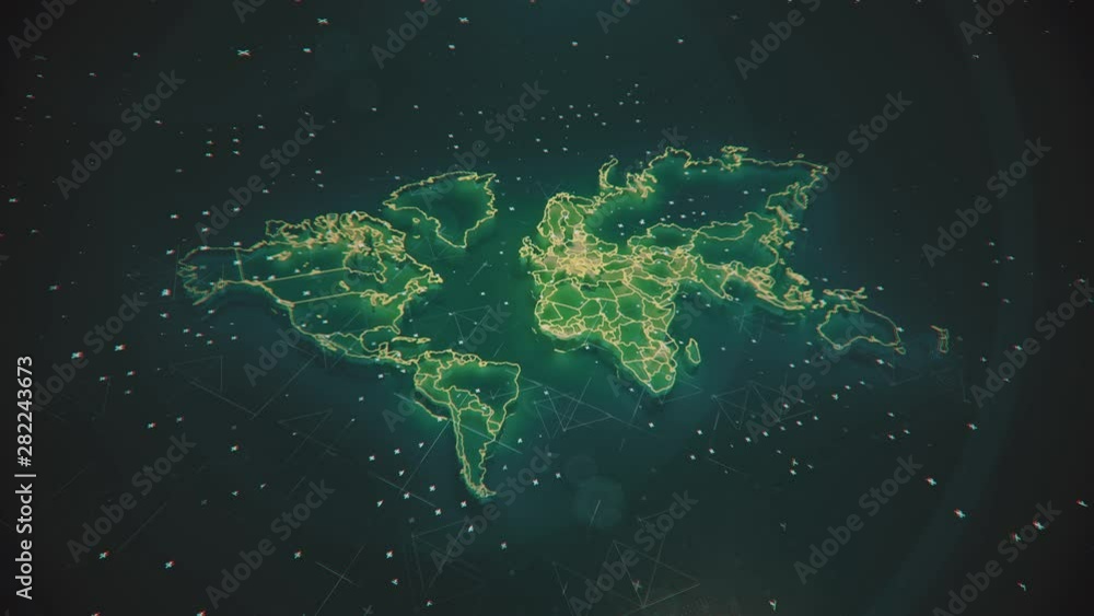 Vidéo Stock Animation of a Global map in futuristic space with visual ...