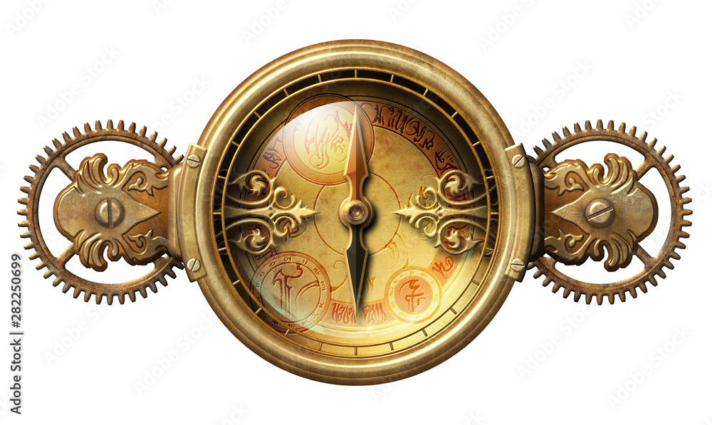 Steampunk fantasy compass illustration Stock Illustration | Adobe Stock
