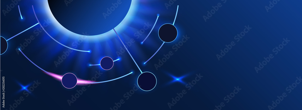 Abstract space banner. Earth and planets with stars on the background ...