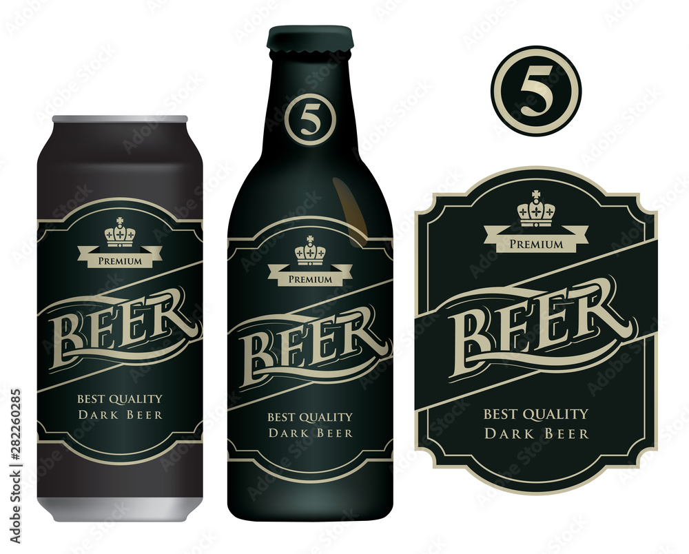 Vector label for dark beer in retro style on black background ...