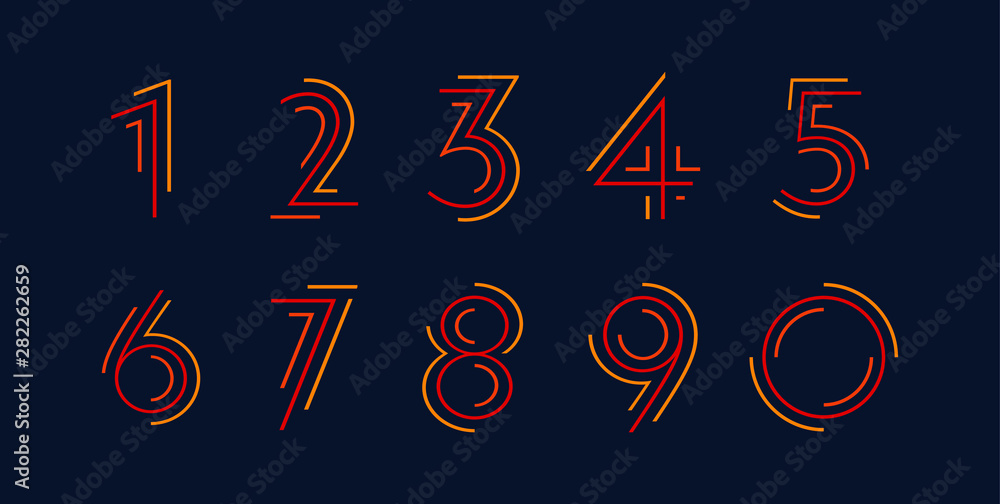 Number set vector font alphabet, modern dynamic flat design with ...