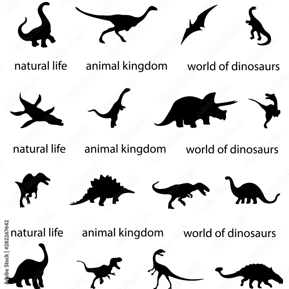 Silhouettes of dinosaurs paleontology predator history ancient world ...
