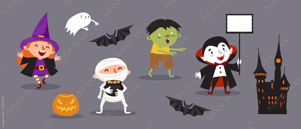 Happy Halloween, a set of cute characters for your festive design ...