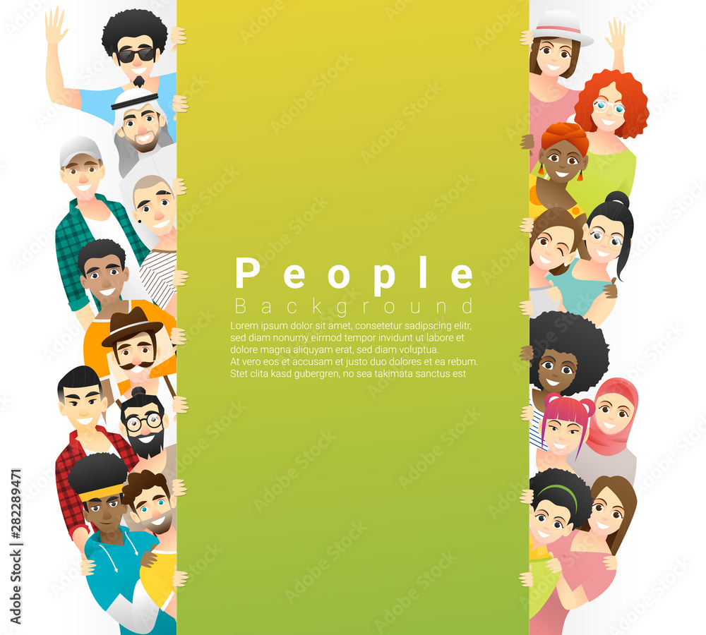 Diversity concept background , group of happy multi ethnic people ...