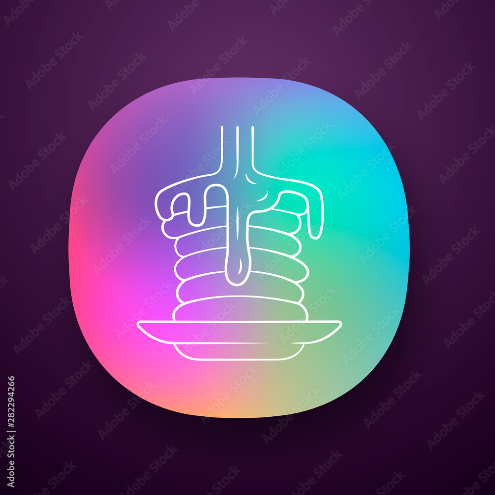 Pancakes with syrup app icon. Traditional american breakfast. Homemade ...