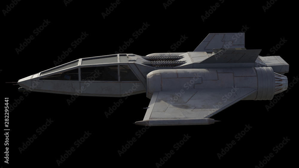 Science fiction illustration of a single seater star fighter spaceship ...