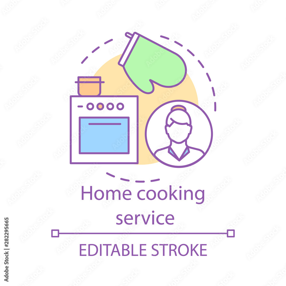 Home cooking service concept icon. Home service idea thin line ...