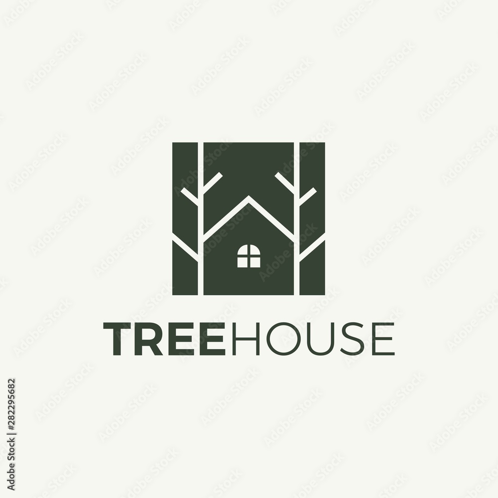 Tree and House logo Vector in isolated white background Stock Vector ...