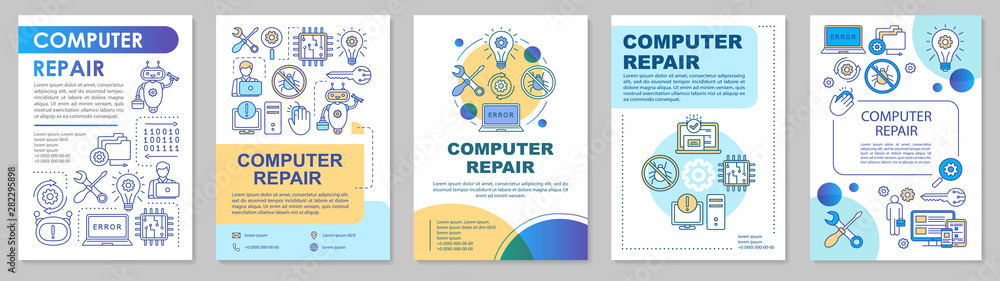 Computer repair brochure template layout. Operating system reinstall ...