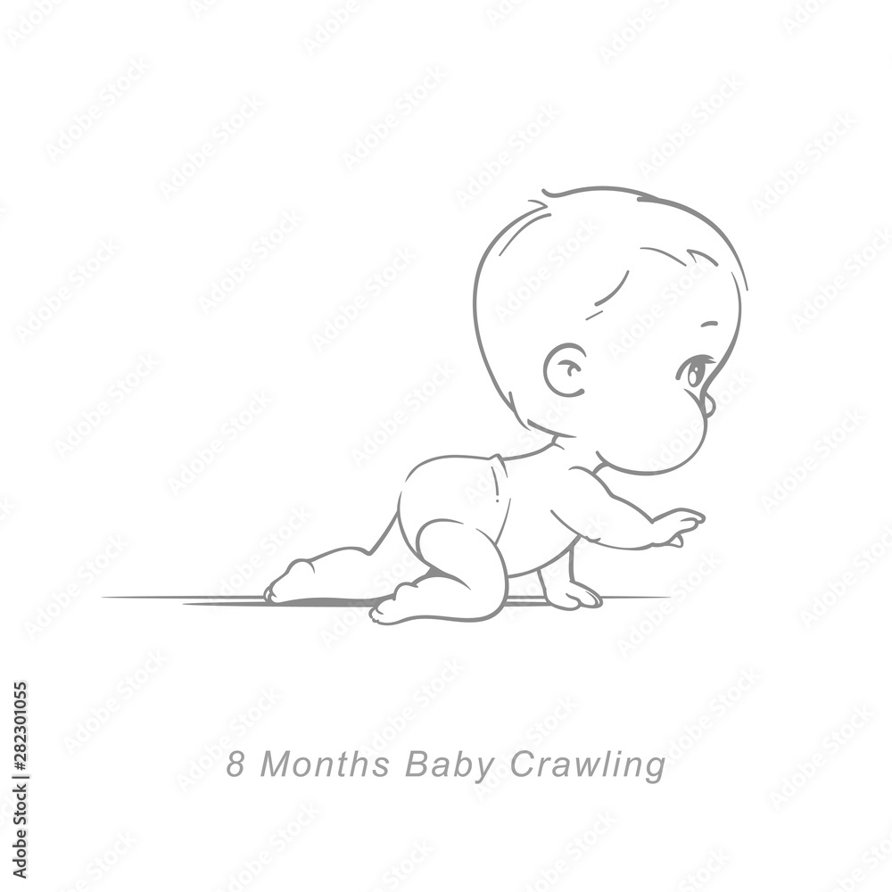 Little baby of 10 month. Physical, emotional development milestones in ...