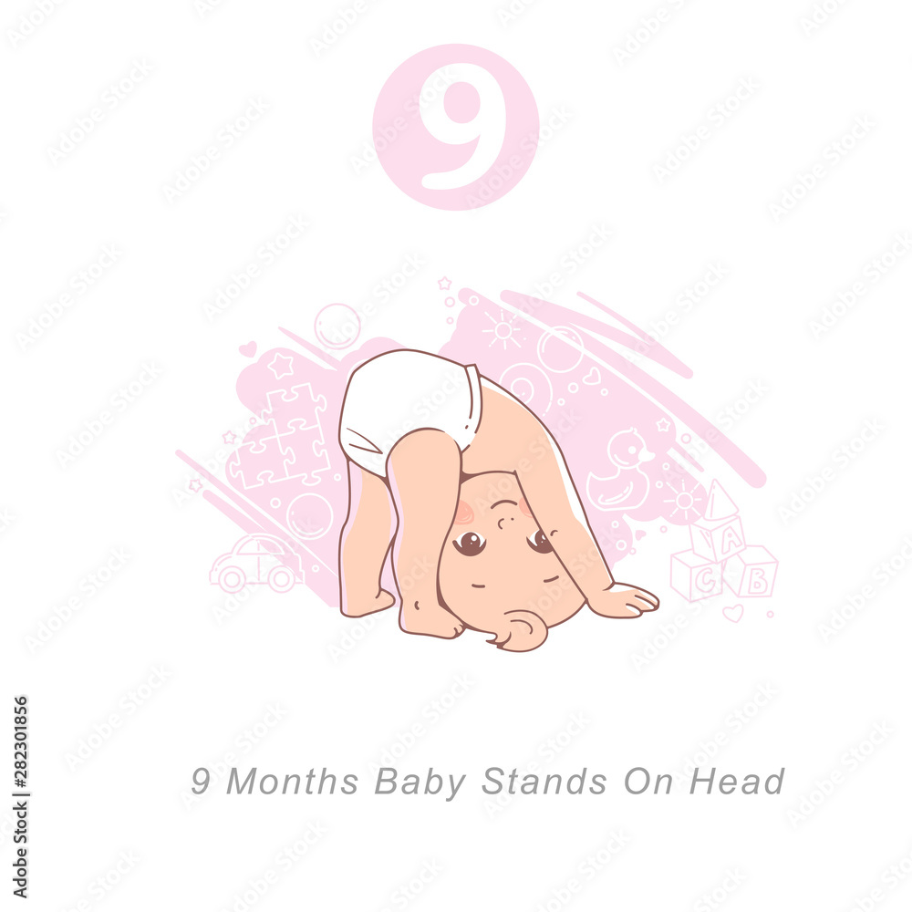 Little baby of 9 month. Physical, emotional development milestones in ...