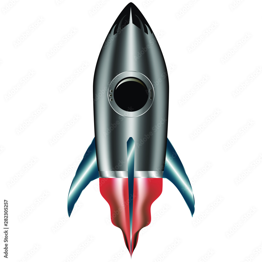 Space rocket vector illustration in flat design. For the brand logo ...