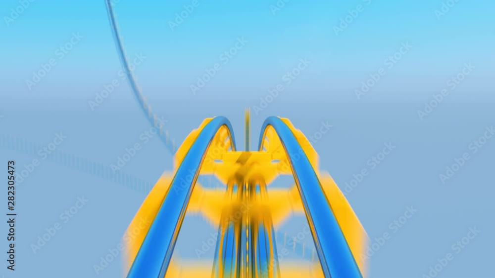 Speed Ride on Roller-Coaster Extremely Fast With Sun Shining Seamless ...