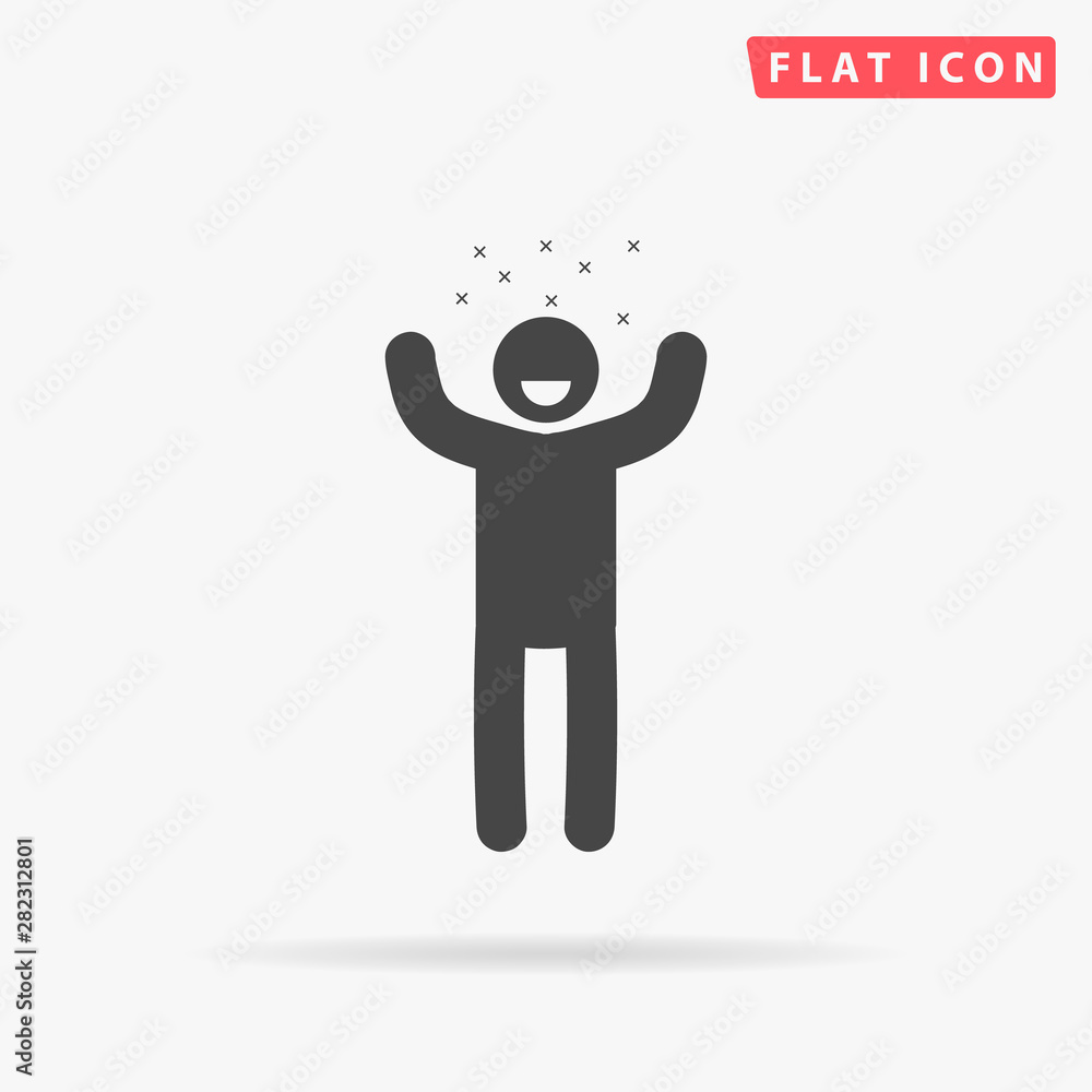 Happy man rejoicing raising his hands up Stock Vector | Adobe Stock