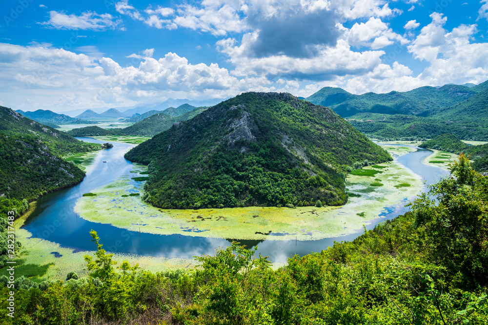 Montenegro, Popular tourist attraction crnojevica river water bend in ...