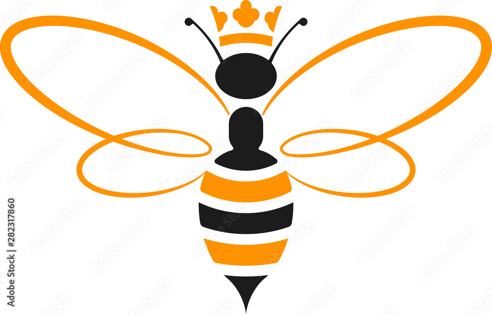 Queen bee icon with crown in yellow and black. Isolated and geometric ...